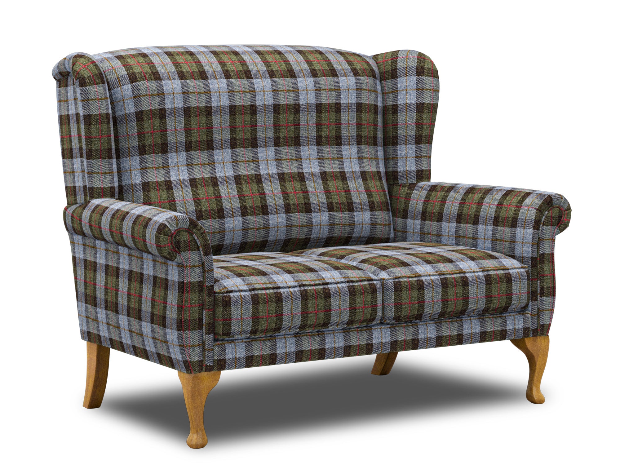Harris Tweed Check Sky Harper Compact 2 Seater Sofa – All About Tweed